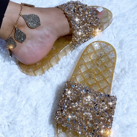 Weeboo | Shoes | Drip Drip Blingembellished Jelly Slides | Poshmark